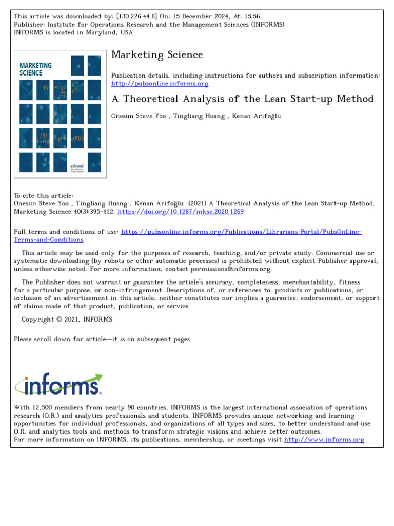 Yoo Et Al 2021 A Theoretical Analysis of The Lean Start Up Method | PDF ...