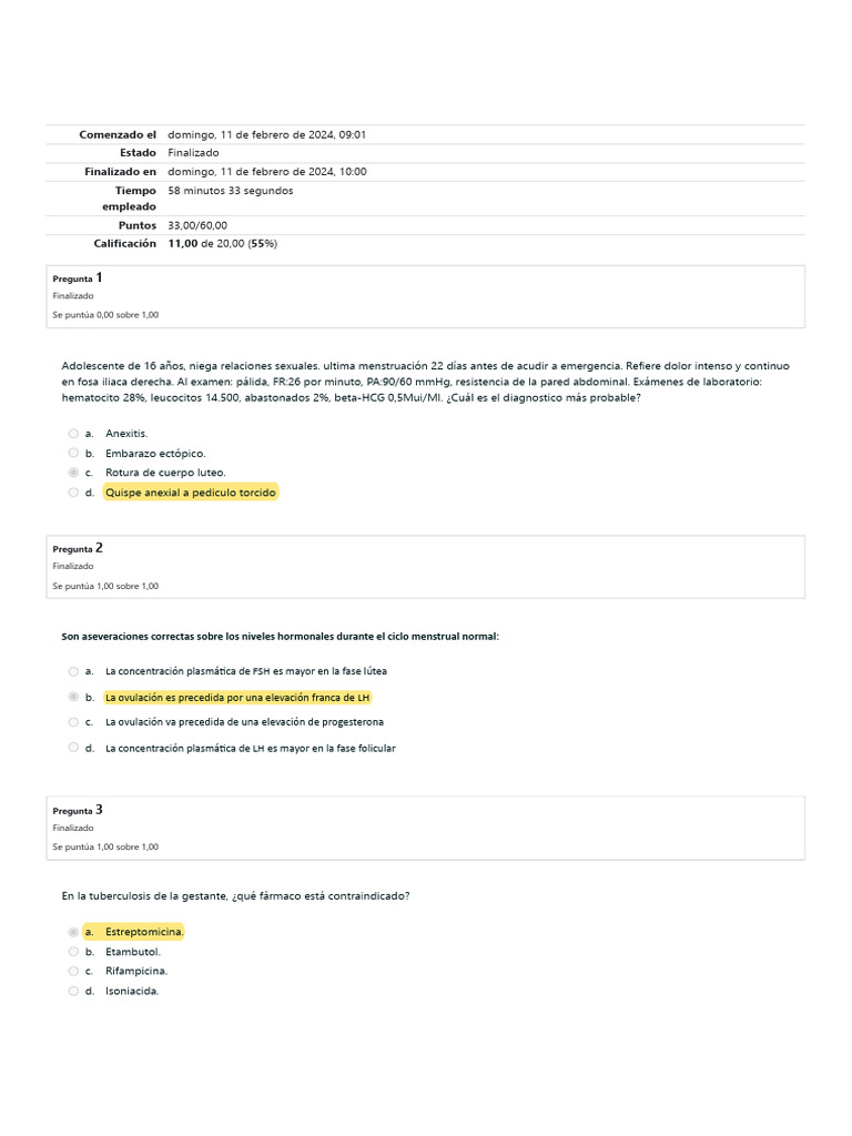 Simulacro 1 - Gineco-Obstetricia-Internado Medico - 2024 | PDF | El embarazo | Parto