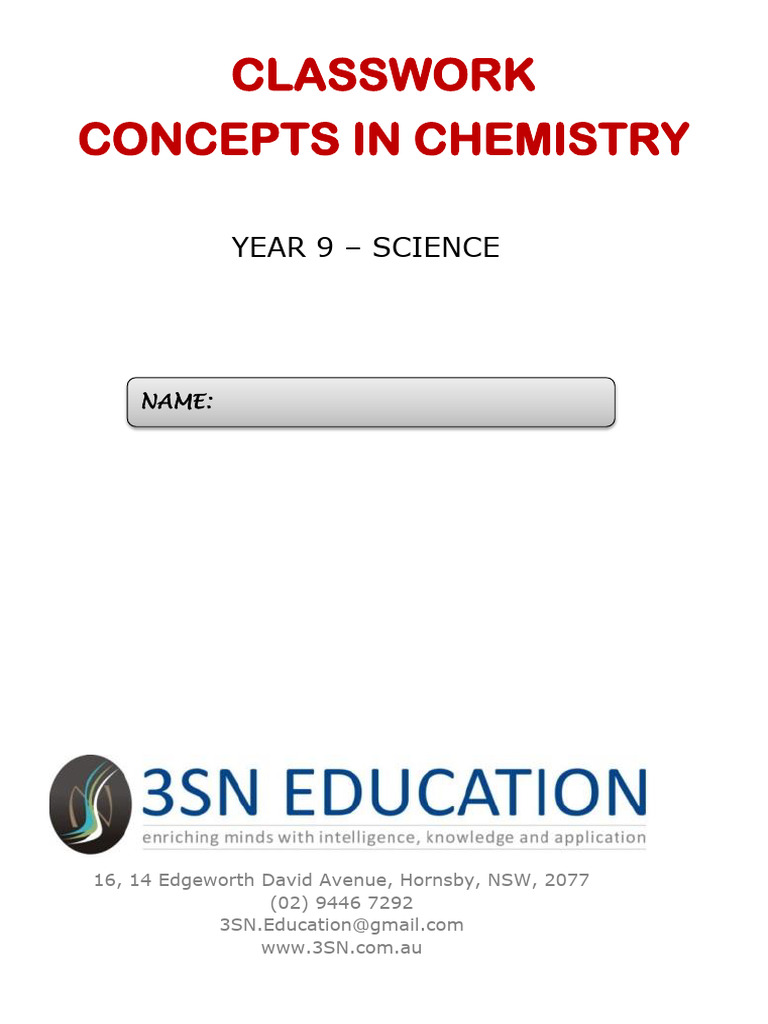 Concepts in Chemistry - Classwork | PDF | Mole (Unit) | Precipitation (Chemistry)