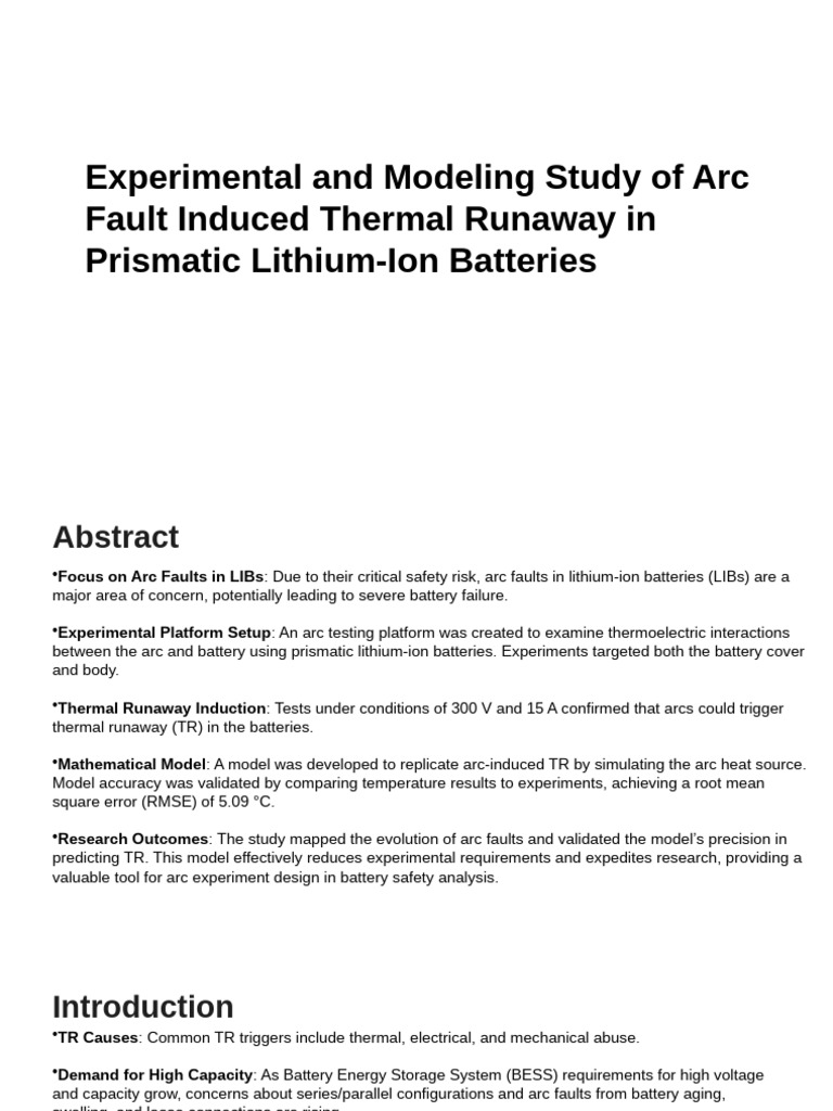 Arc Faults and Thermal Runaway in LIBs | PDF | Lithium Ion Battery ...