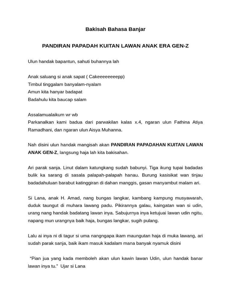 Bakisah Bahasa Banjar | PDF