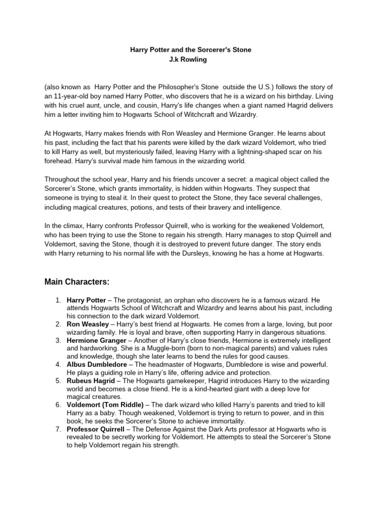 Harry Potter and the Sorcerer's Stone PDF | PDF | J. K. Rowling ...