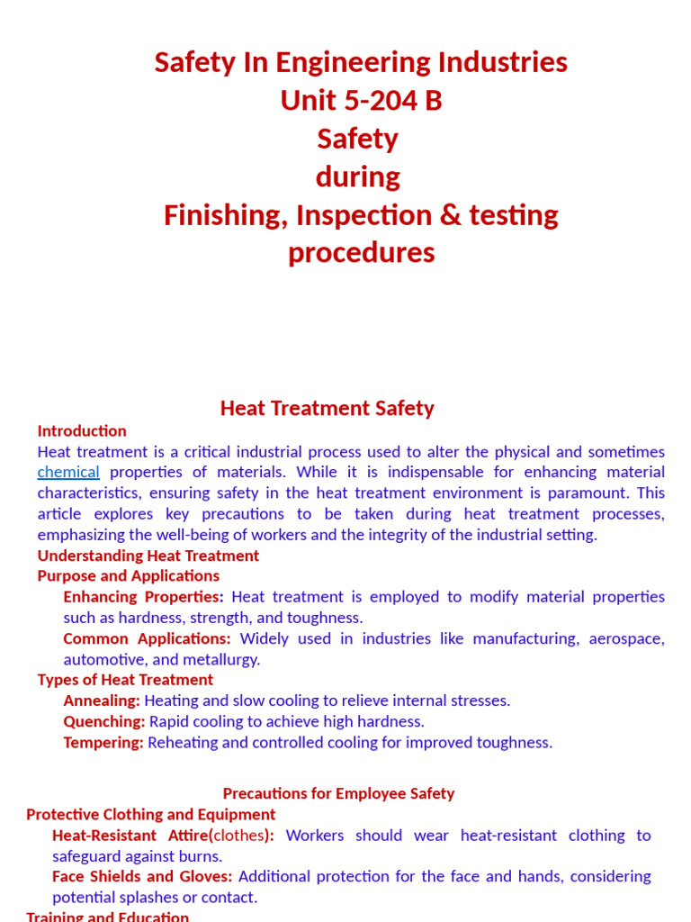 204 -Unit 5 Safety In Engg during Finishing Inspection & Testing (1 ...