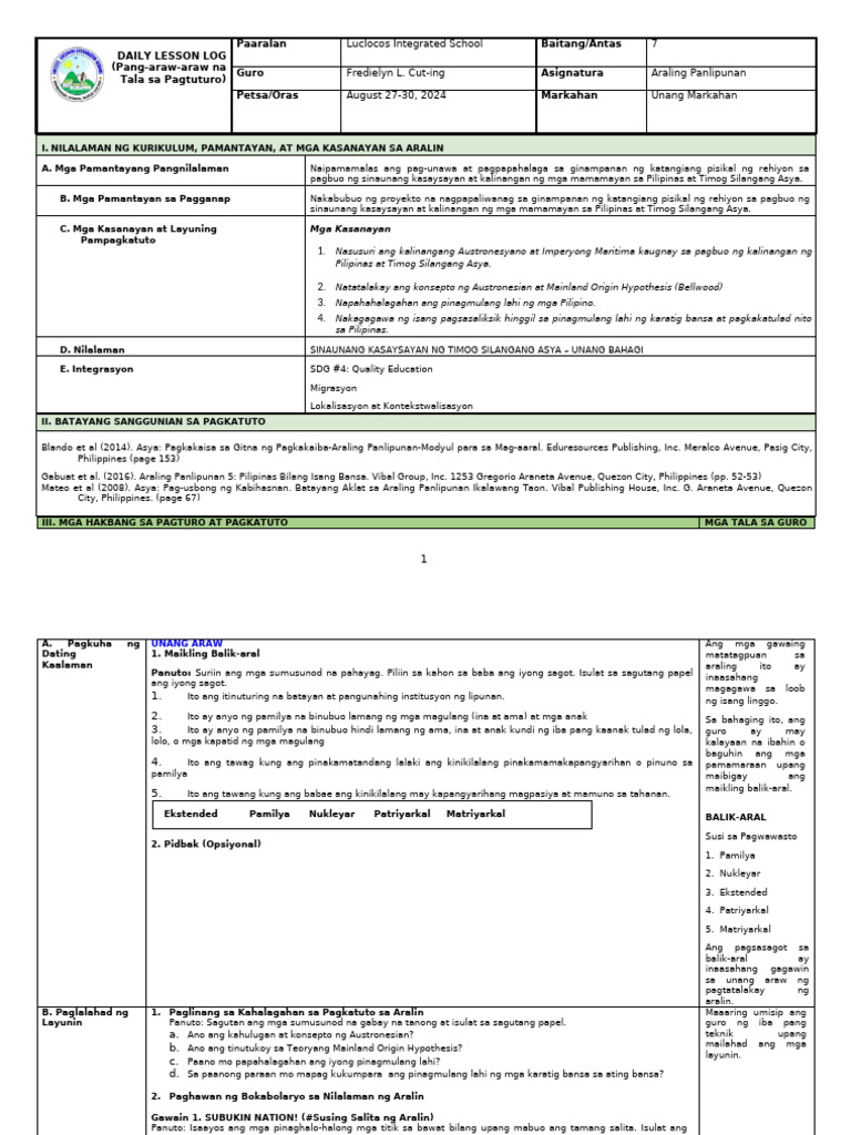 Q1 - LE - AP 7 - Lesson 5 - Week 5 - EDITED | PDF