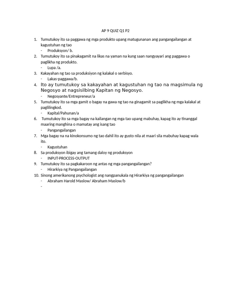 Ap 9 Quiz Q1 P2-2 | PDF