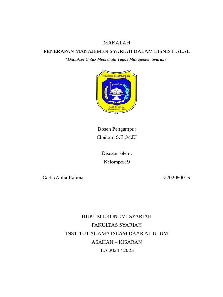 Kel.9 Manajemen Syariah | PDF