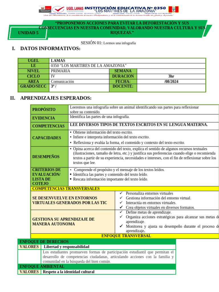 Sesion N°1 Comunicacion Leemos Una Infografia | PDF | Infografia | Aprendizaje