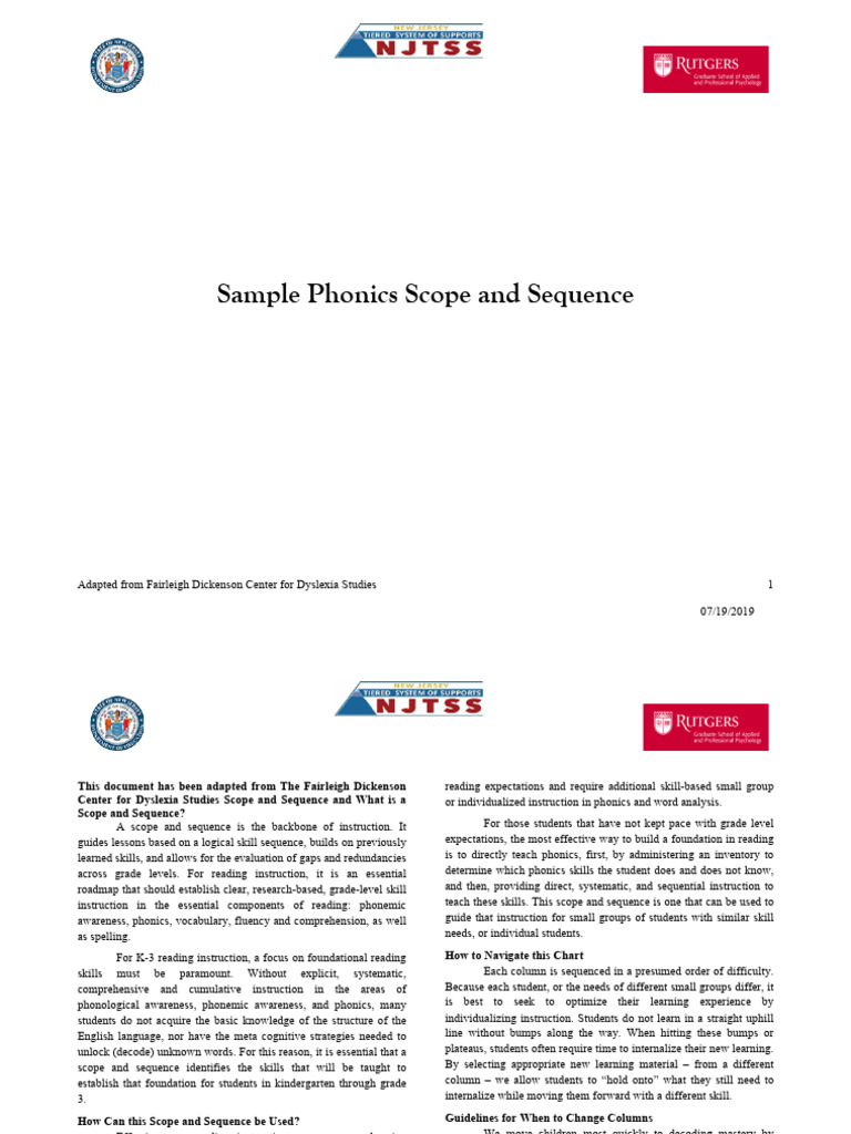 Phonics Scope and Sequence Guide | PDF | Phonics | Stress (Linguistics)