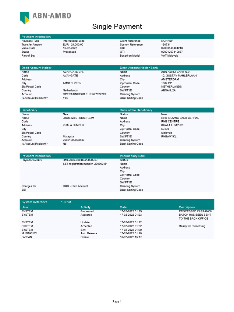 International Wire Payment Details | PDF | Service Industries | Banking Technology