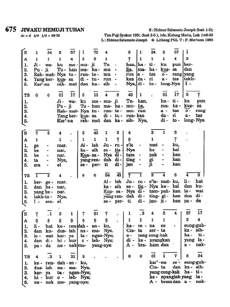 675 Jiwaku Memuji Tuhan | PDF