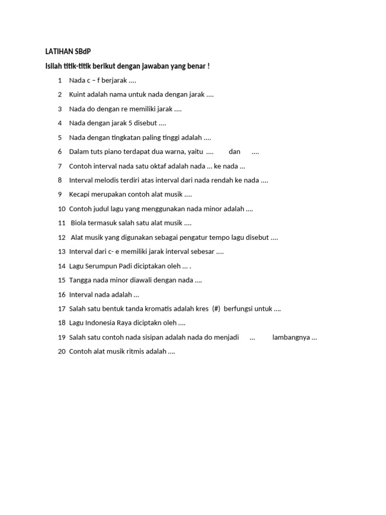 Latihan SBDP Tema C | PDF