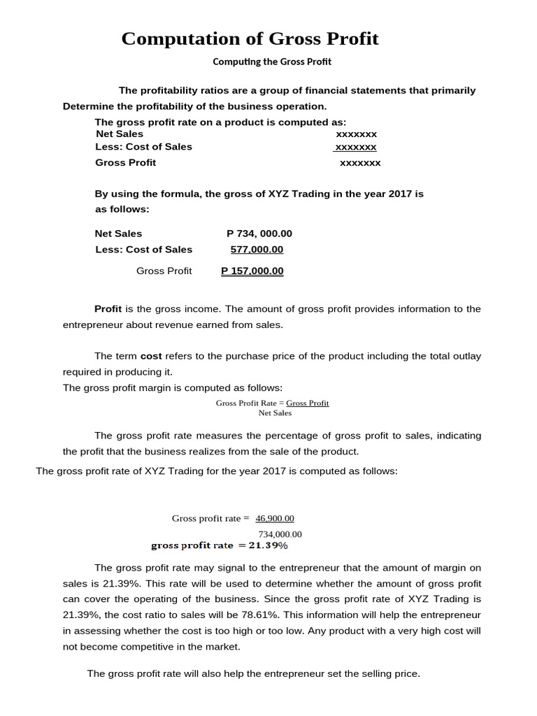 Computing the Gross Profit | PDF | Gross Income | Expense
