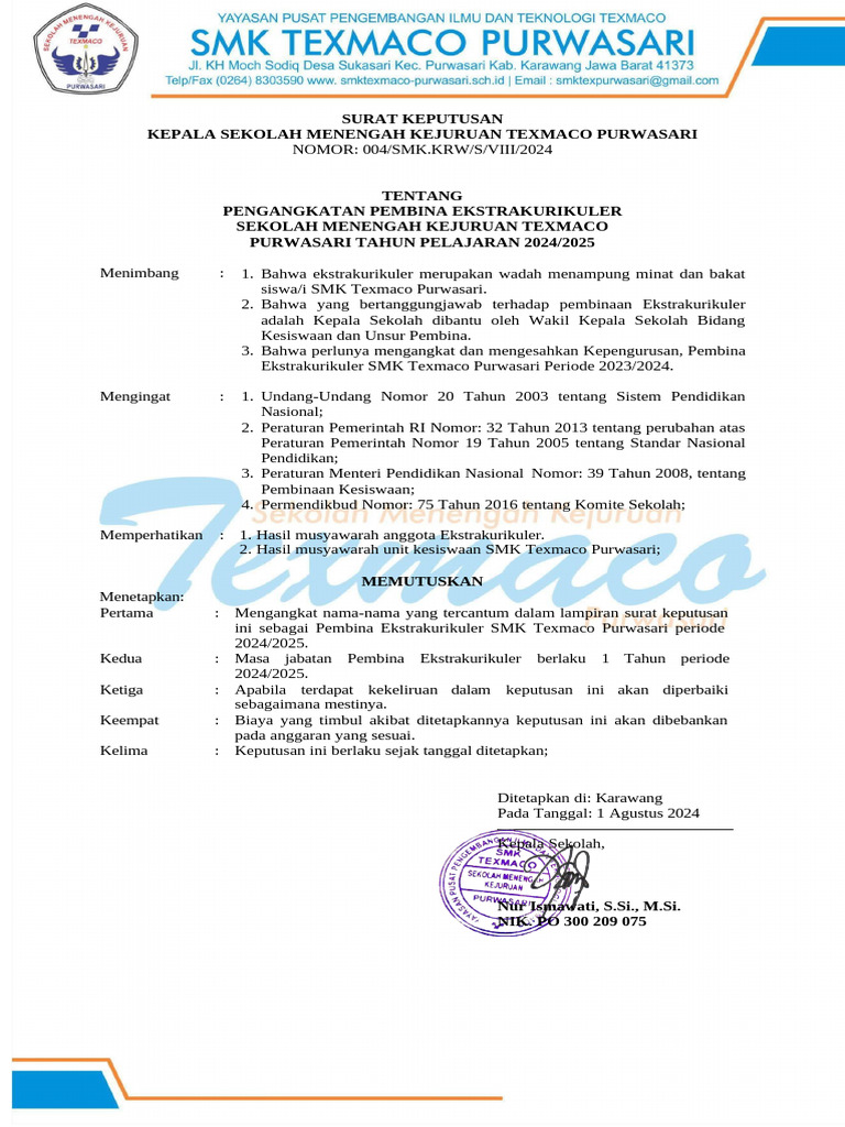 SK EKSKUL 2024-2025 | PDF