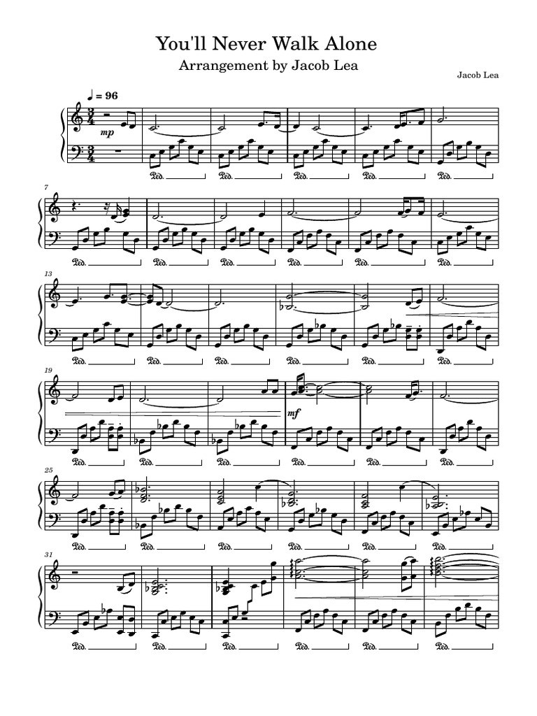 Jacob Lea's Arrangement of "You'll Never Walk Alone" | PDF
