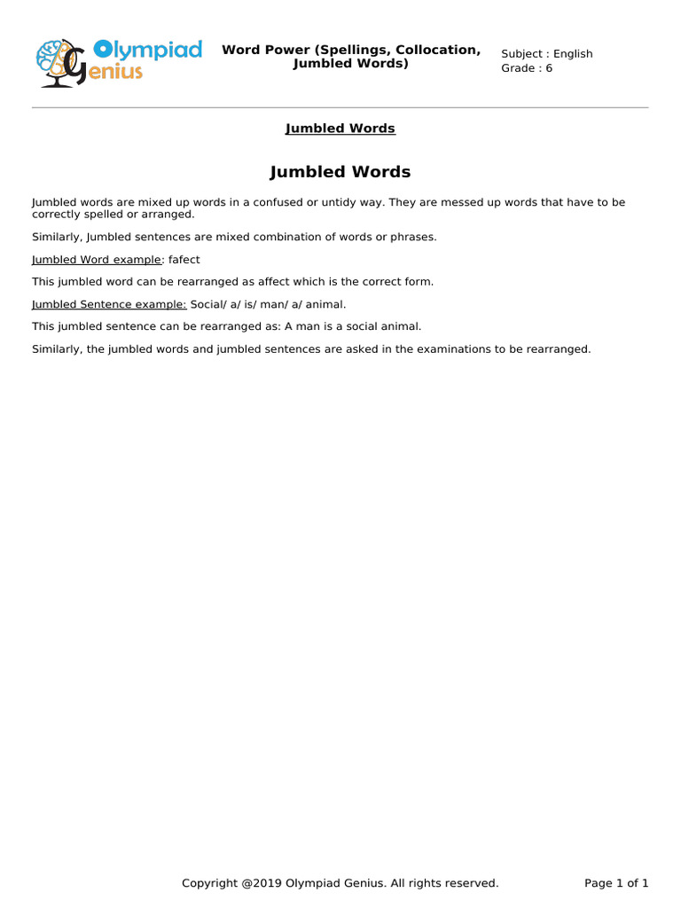 Jumble Words | PDF