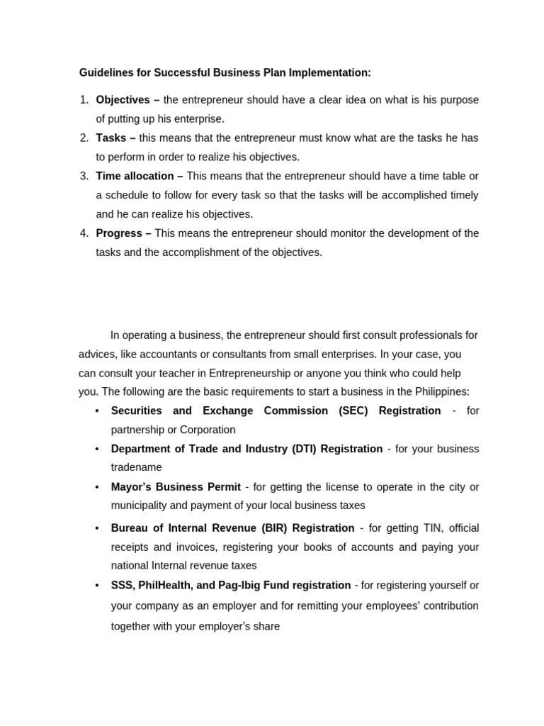 Guidelines For Successful Business Plan Implementation | PDF | Entrepreneurship | Insurance
