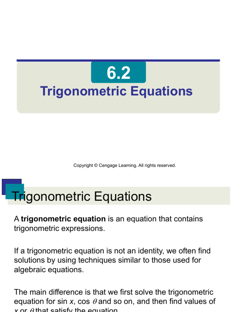 V-Trig Equations | PDF | Trigonometric Functions | Equations