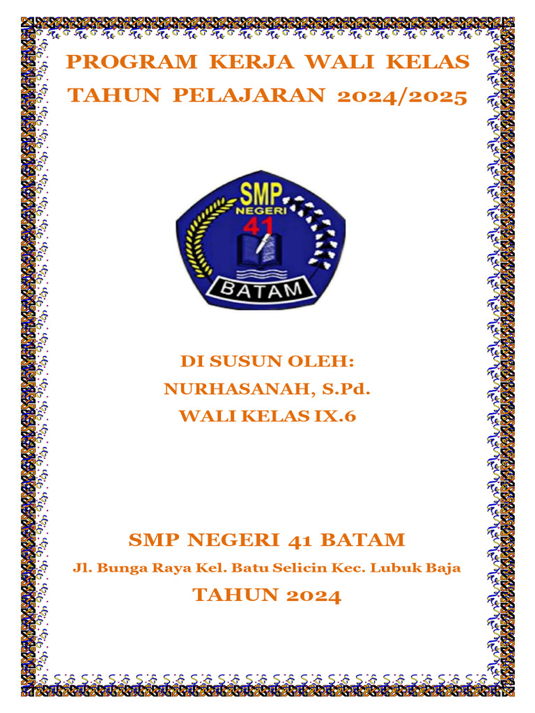 Program Kerja Wali Kelas Ix.6 PMM | PDF