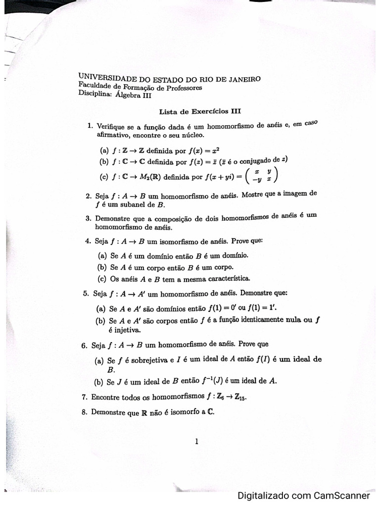 Elementos de Álgebra exercícios (1) | PDF