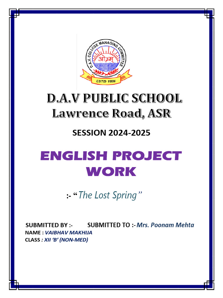 Lost Spring Class 12th 2024-25 Vaibhav | PDF