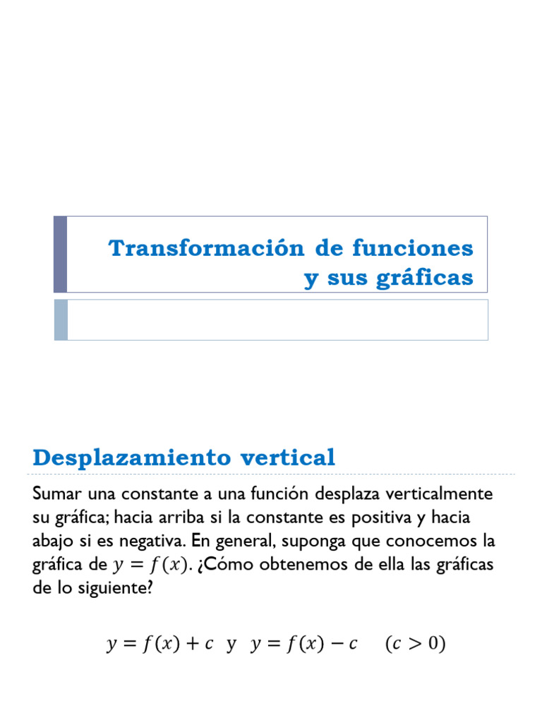 Transformaciones de Funciones y Sus Gráficas | PDF | Matemáticas | Análisis matemático