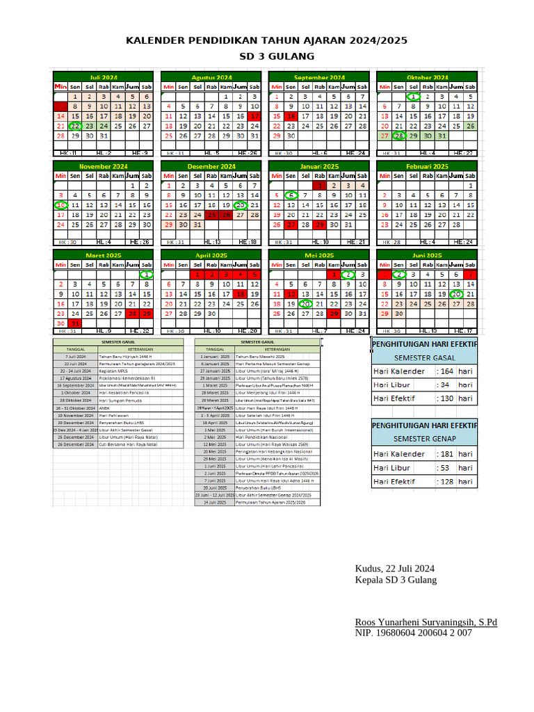 Kalender Pendidikan Tahun Ajaran 2024 | PDF