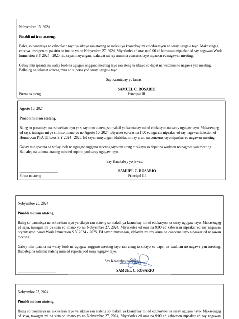 Letter To Parent | PDF