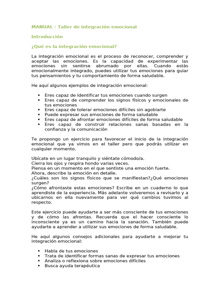 Guía de Integración Emocional | PDF | Las emociones | Pensamiento