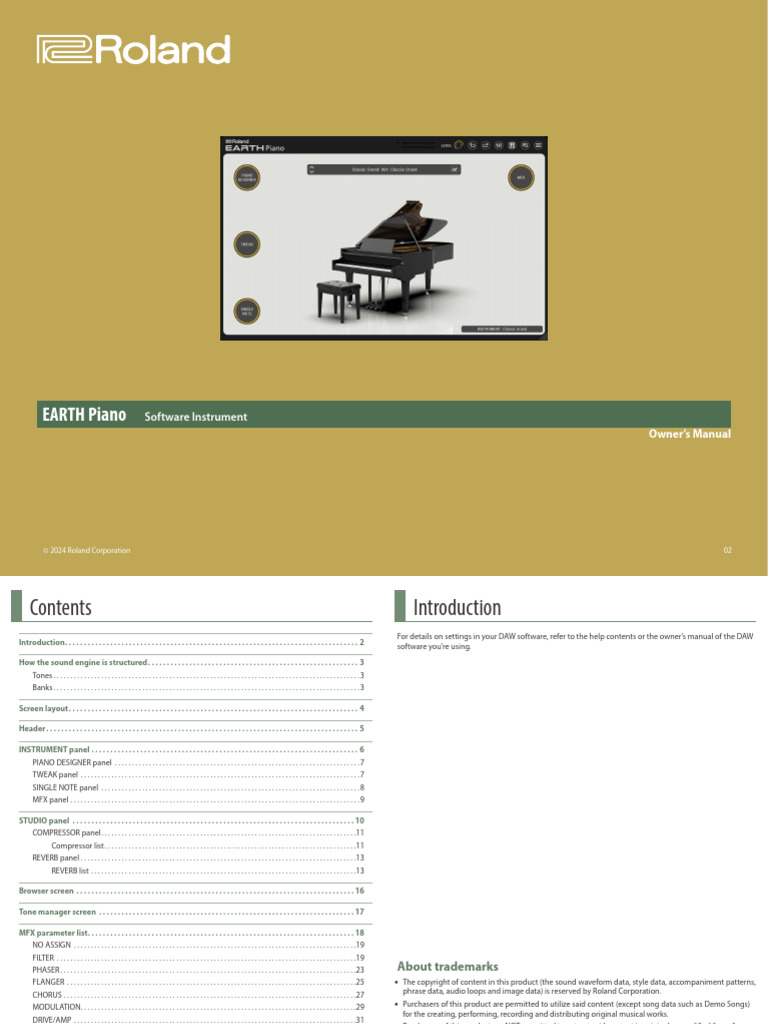 Roland EARTH Piano ENGLISH Manual | PDF | String Instruments | Piano