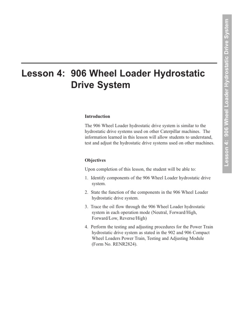 UNIT3L4S_906 Wheel Loader Hydrostatic Drive System | PDF | Valve | Pump