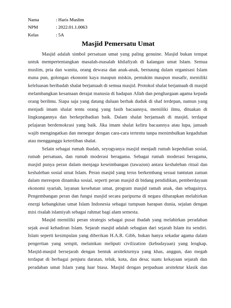 Masjid Pemersatu Umat | PDF