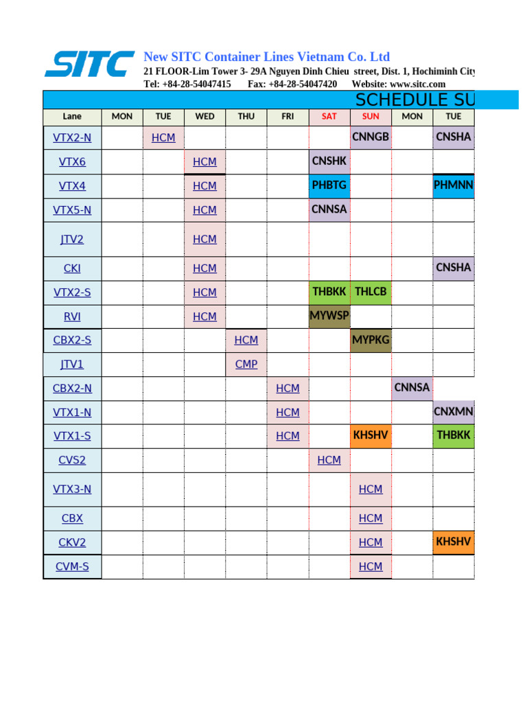 Sitc Shipping Schedule Nov 20241107 | PDF