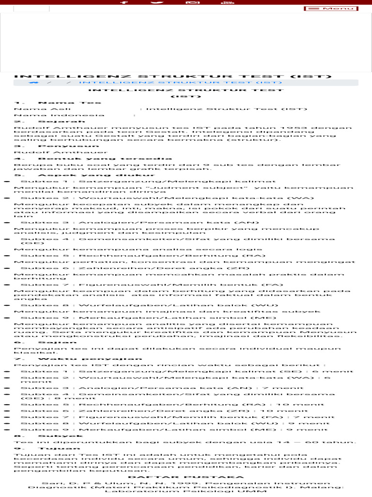INTELLIGENZ STRUKTUR TEST (IST) - Laboratorium Psikologi Universitas ...