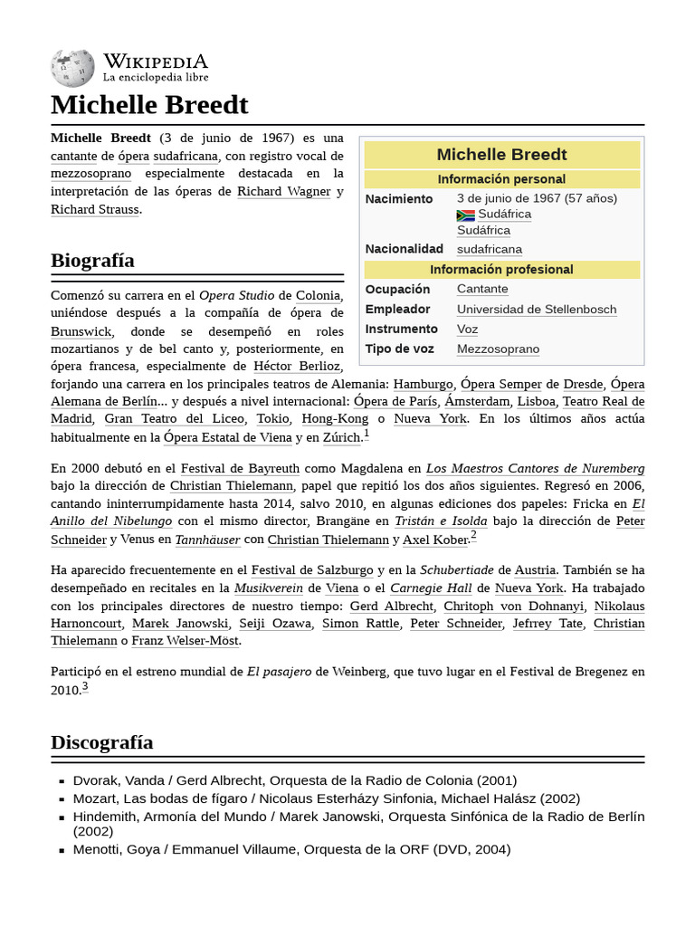 Michelle_Breedt | PDF | Músicos clásicos | Música clásica