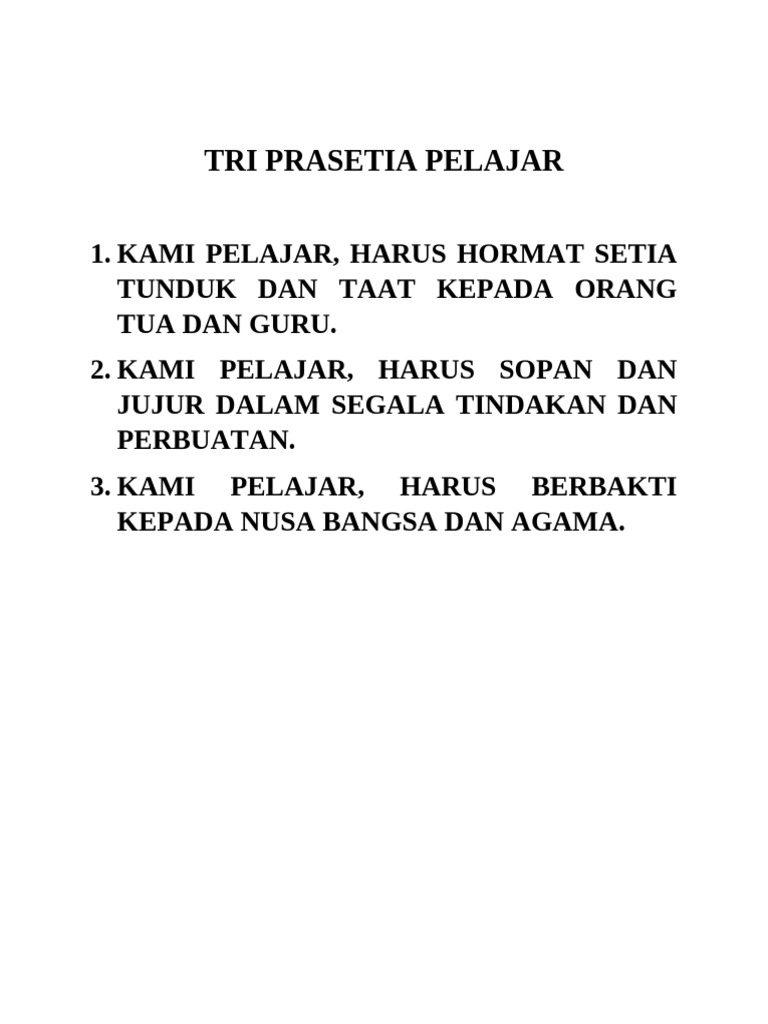 Tri Pra Setia Pelajar | PDF