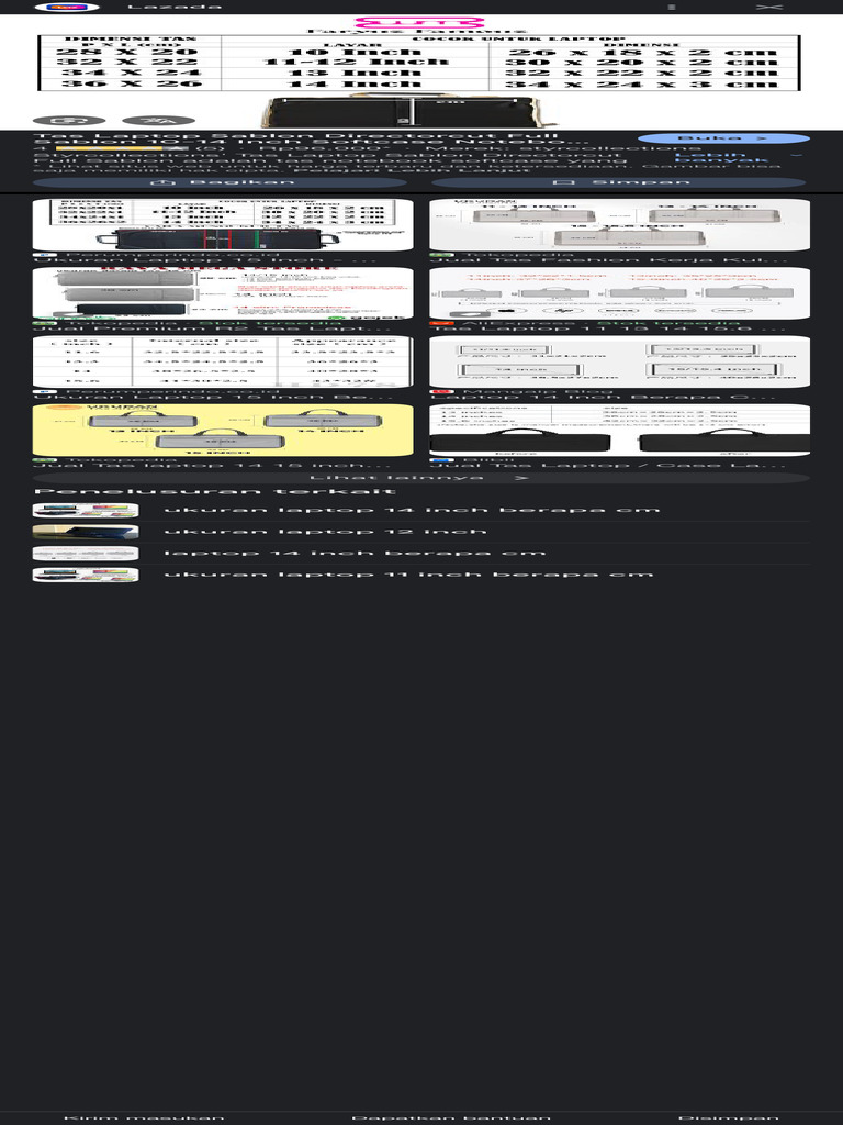 Ukuran Laptop dalam Centimeter | PDF