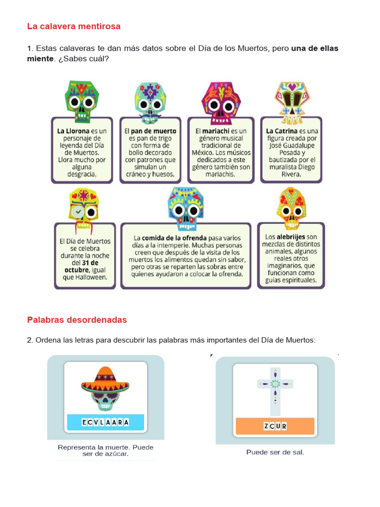Quiz sobre el Día de Muertos | PDF