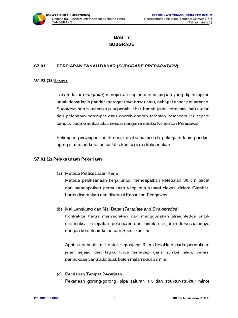 SU-07 SUBGRADE TAHAP I | PDF