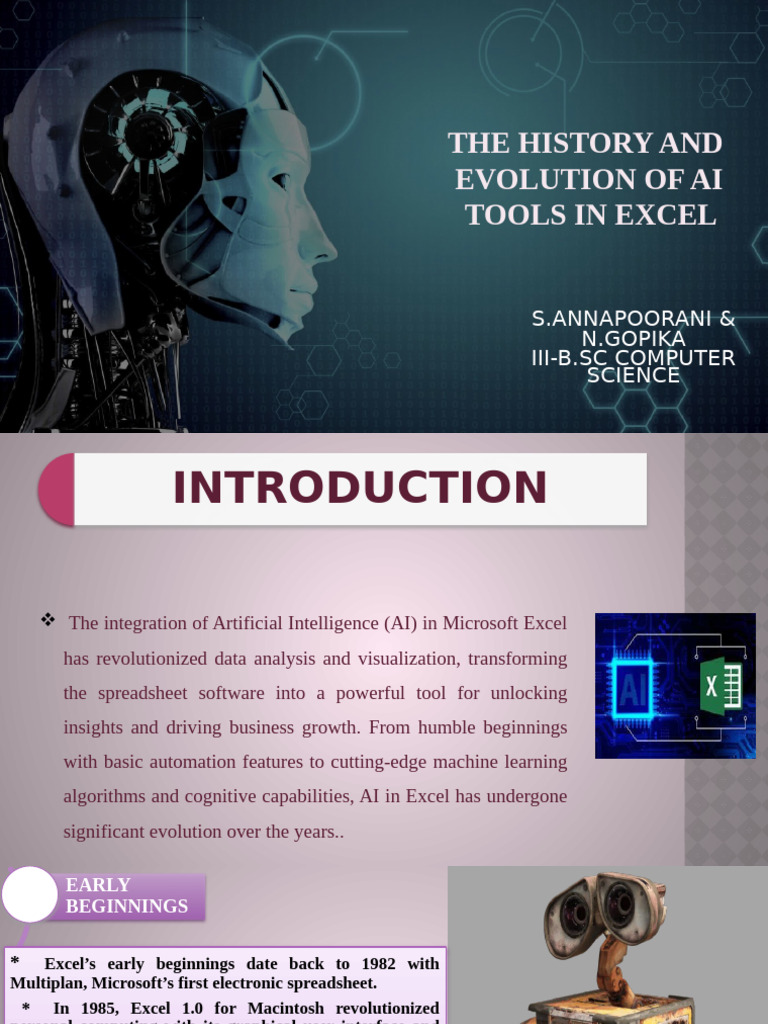 History and Evolution of AI in Excel- S.annapoorani&N.gopika(Seminar Ppt) | PDF | Microsoft ...