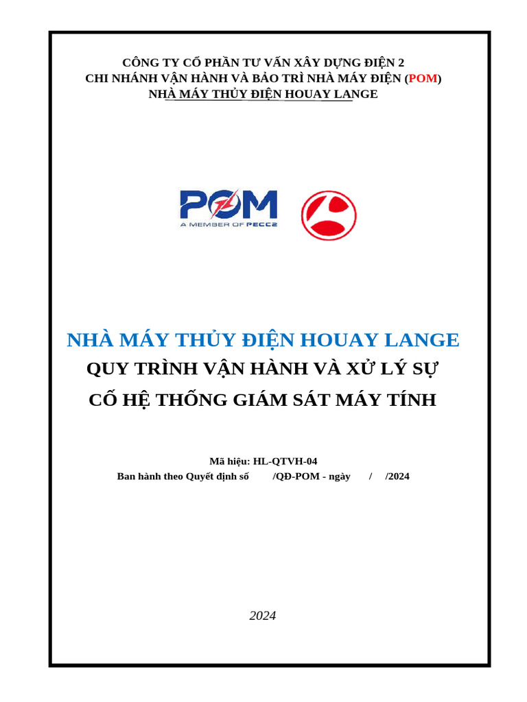 HL-QTVH-04 - Quy Trinh Van Hanh Va Xu Ly Loi HT Giam Sat May Tinh | PDF