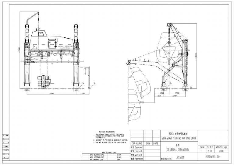 GA of 60KN davit_ | PDF