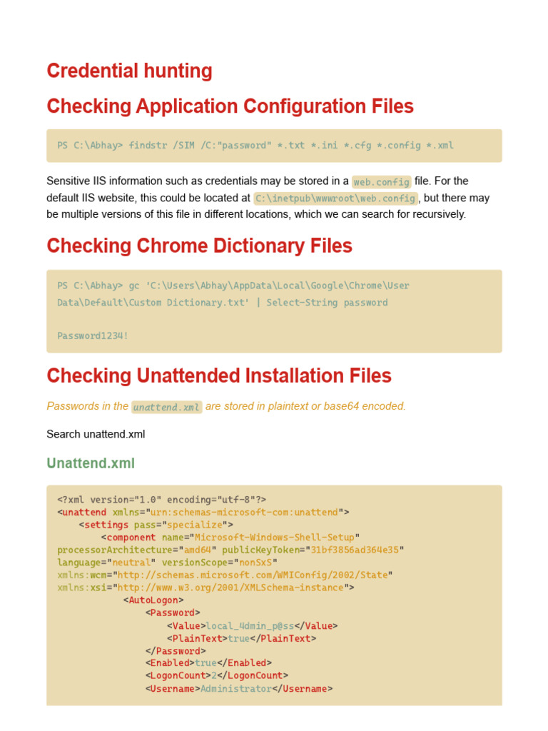 Credential Hunting Techniques | PDF | Computer Data | Data Management