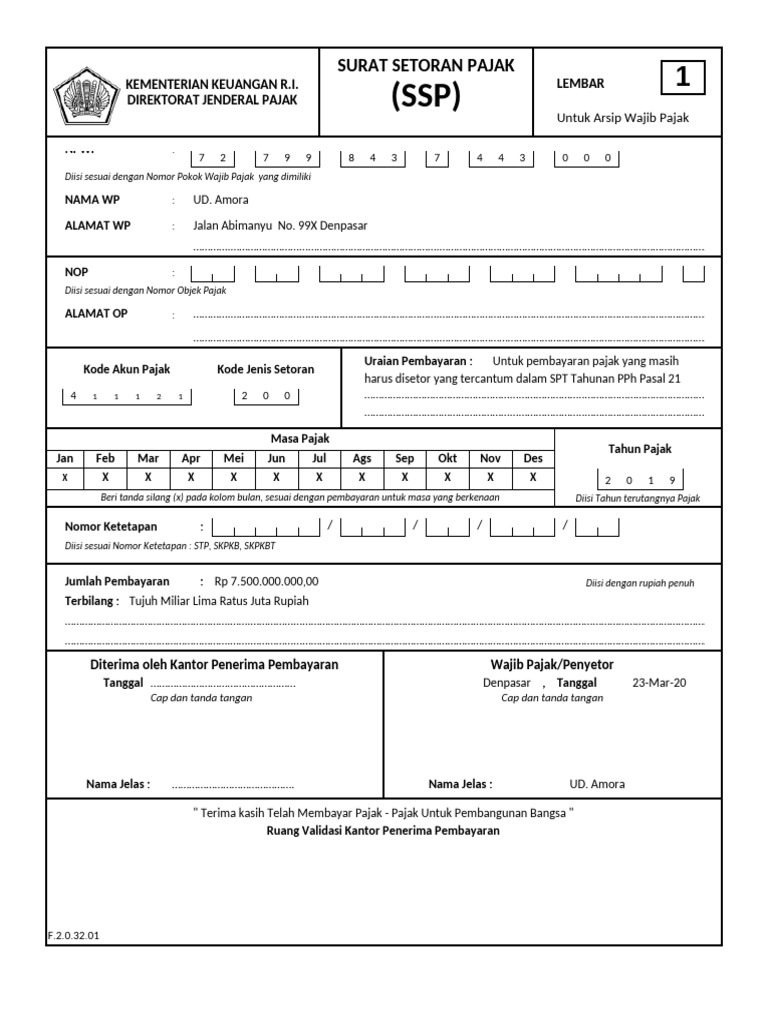 Surat Setoran Pajak (SSP) | PDF