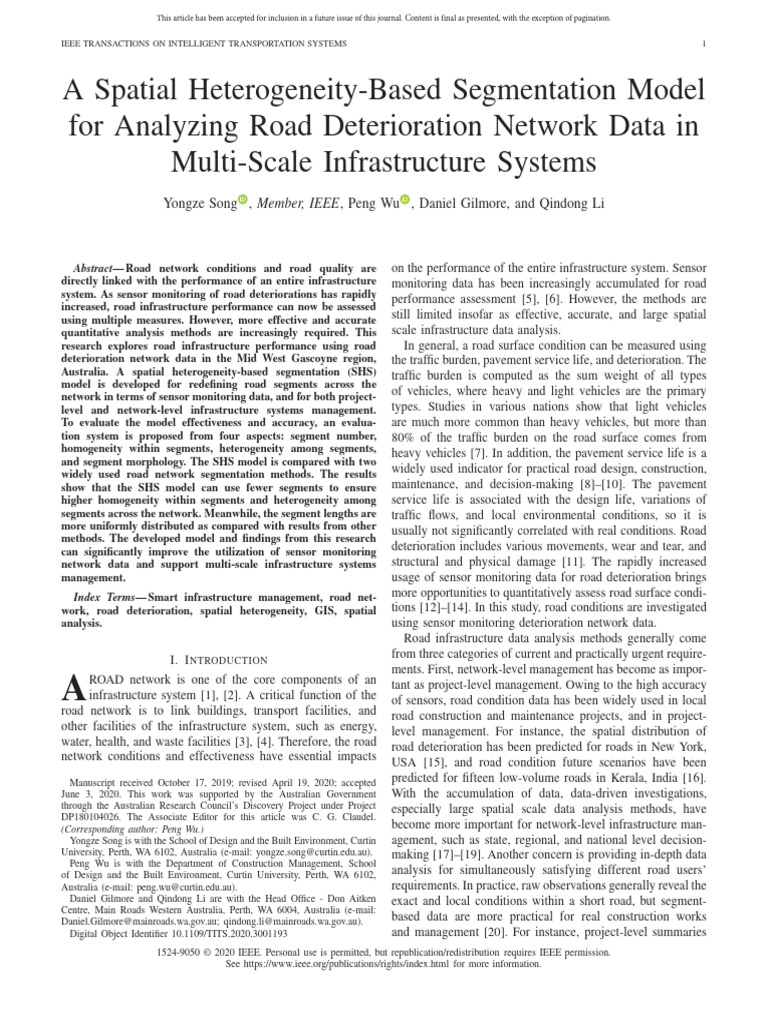 A Spatial Heterogeneity Based Segmentation Model For Analyzing Road Deterioration Network Data ...