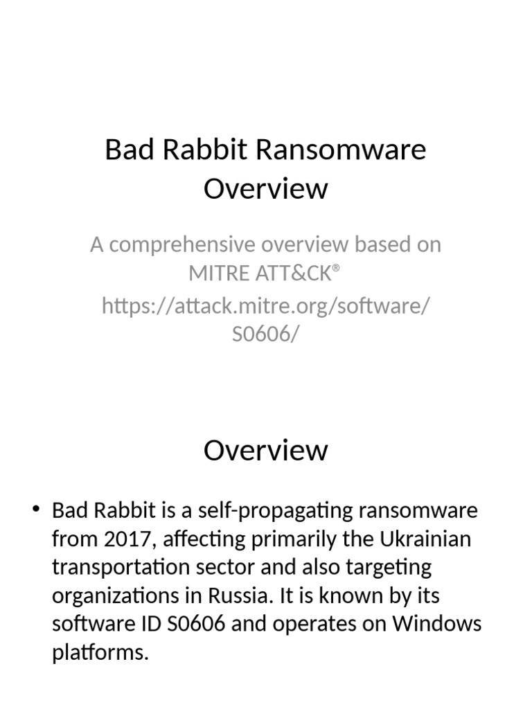 Bad Rabbit Ransomware Overview | PDF