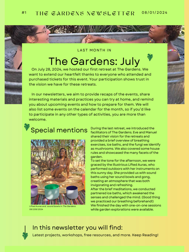 The Gardens Retreat Studio Monthly Newsletter June | PDF
