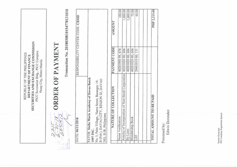 order of payment | PDF