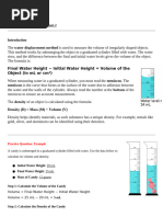 Displacement Method for Volume Measurement | PDF | Density | Volume