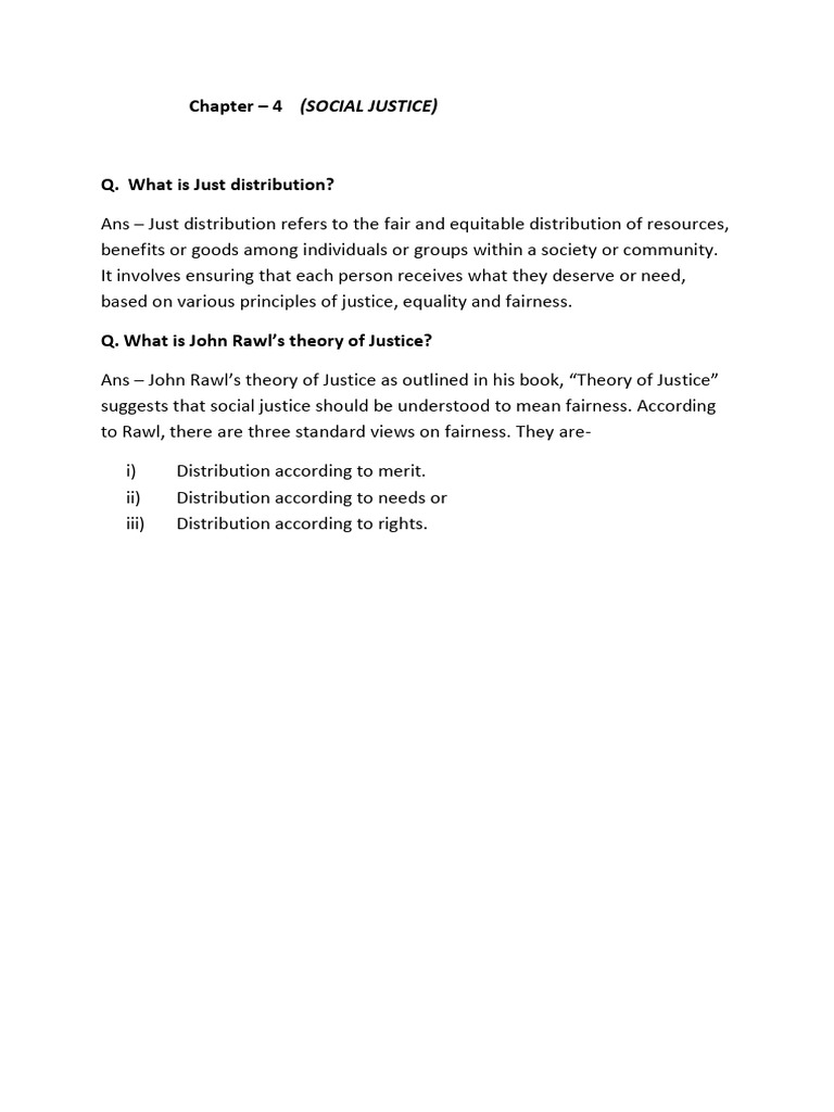 Understanding Just Distribution and Rawls' Justice Theory | PDF