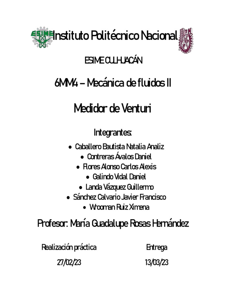 Práctica 3 - Medidor de Venturi | PDF | Herida | Carburador